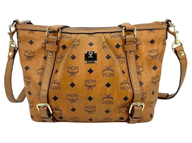 MCM SAC À BANDOULIÈRE COGNAC IMPRIMÉ PETIT LOGO ref.719434 - Joli Closet