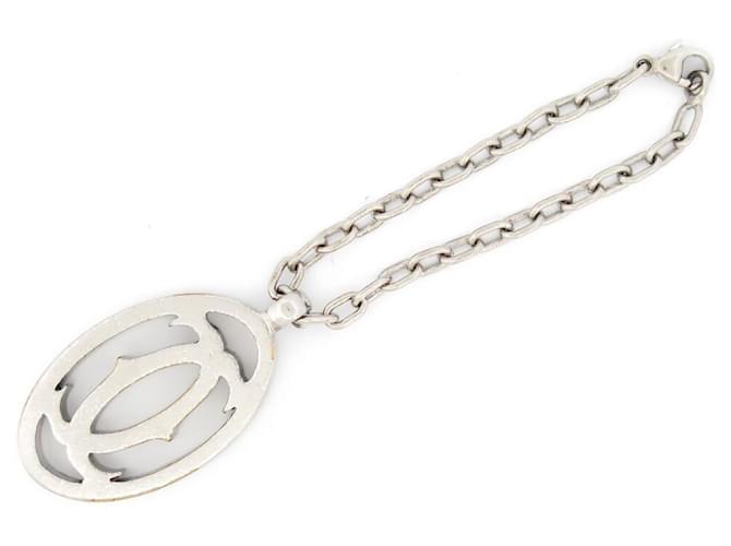 CARTIER KEY HOLDER lined C MOTIF IN MERAL SILVER CHAIN SILVER CHAIN KEY ...