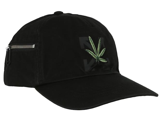 Off White Off-White Weed Arrows Logo Baseball Hat Black Cotton ref ...