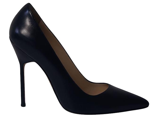 Manolo Blahnik Escarpins Bout Pointu BB en Cuir Noir ref.730550 - Joli ...