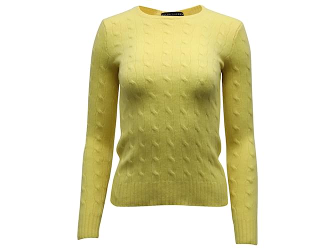 Ralph Lauren Cable Knit Sweater in Yellow Cashmere Wool ref.730587 ...