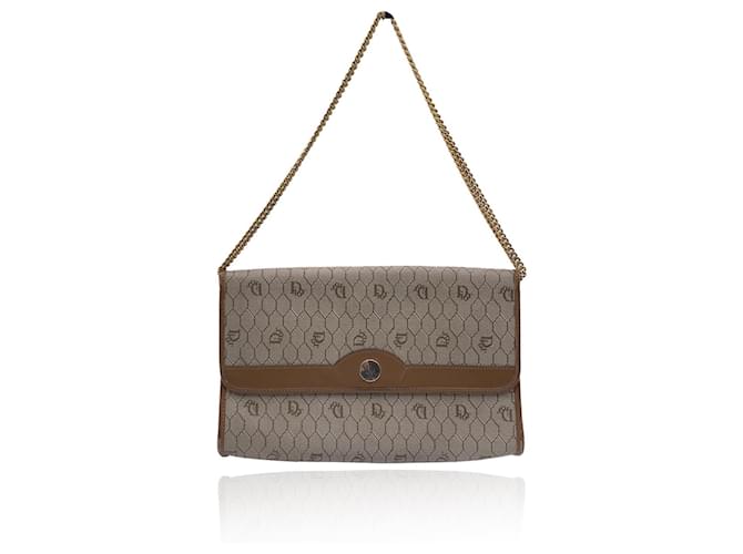 Christian Dior Vintage Beige Logo Canvas Shoulder Bag with Chain Cloth ...