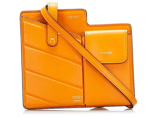 Fendi Orange Bustine Mini Century Leather Pony-style calfskin ref ...