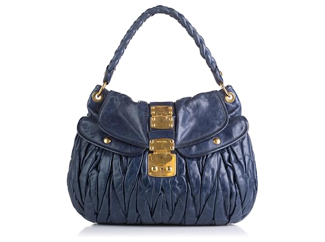 Coffret Matelasse Bleu Miu Miu Cuir ref.737574 - Joli Closet