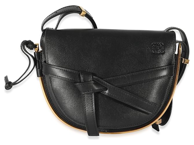 Loewe Sac Gate moyen en cuir noir et métal ref.739765 - Joli Closet