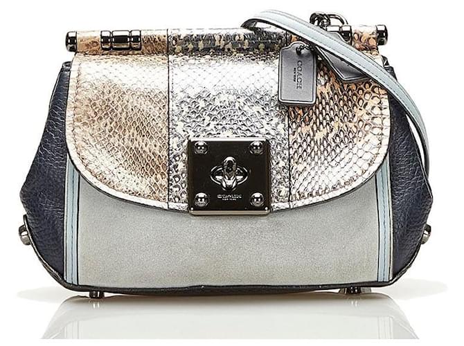 coach Drifter Python & Leather Crossbody Bag blue Pony-style calfskin ...