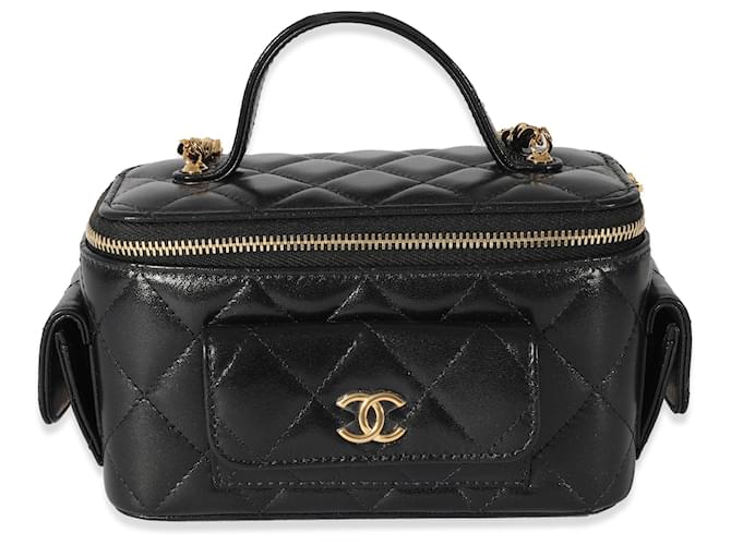Chanel 22k Leather Vanity With Chain Black ref.744064 - Joli Closet