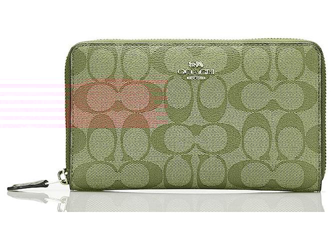 Coach Portefeuille zippé signature Marron ref.745317 - Joli Closet