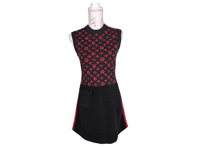 Robe louis vuitton monogramme bicolore noire et rouge Laine Bijouterie ...