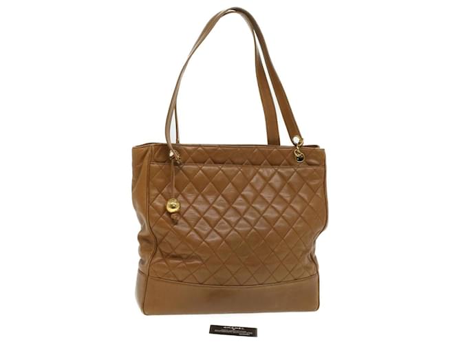 CHANEL Matelasse Chain Shoulder Bag Lamb Skin Brown CC Auth ar8527 ref ...