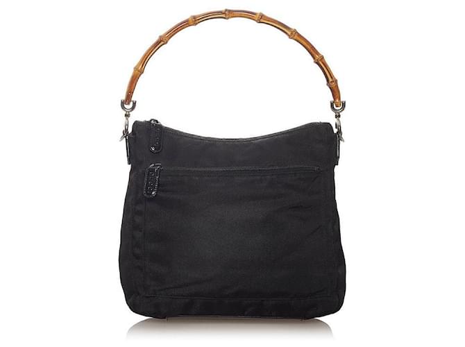 gucci Canvas Bamboo Shoulder Bag black Cloth ref.752553 - Joli Closet