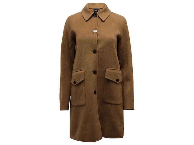 Theory Long Coat in Brown Laine Wool ref.754227 - Joli Closet