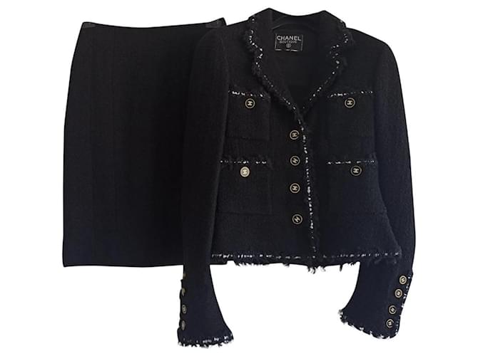 Chanel - Costume vintage Laine Noir ref.757189 - Joli Closet