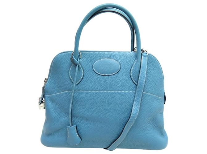 Hermès HERMES BOLIDE HANDBAG 31 TAURILLON CLEMENCE PURSE LEATHER SHOULDER STRAP Blue ref.758098 ...