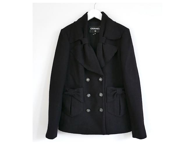 CHANEL AW16 16B Navy Bow Pocket Tweed Jacket Navy blue Wool ref.760209 ...