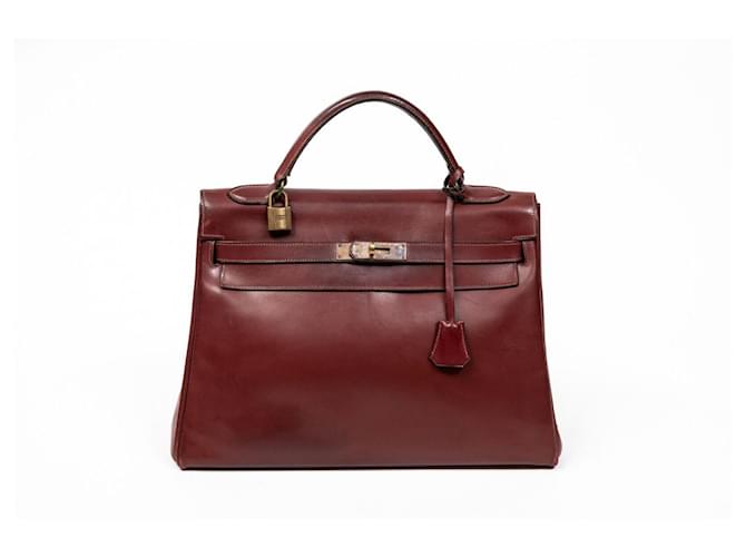 Hermès Kelly 32 Dark red Leather ref.763234 - Joli Closet