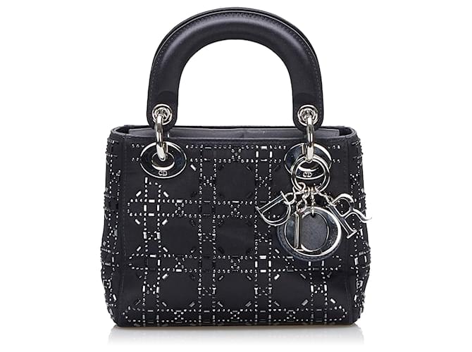 Dior Black Crystal-Embellished Satin Mini Lady Dior Cloth ref.766259 ...