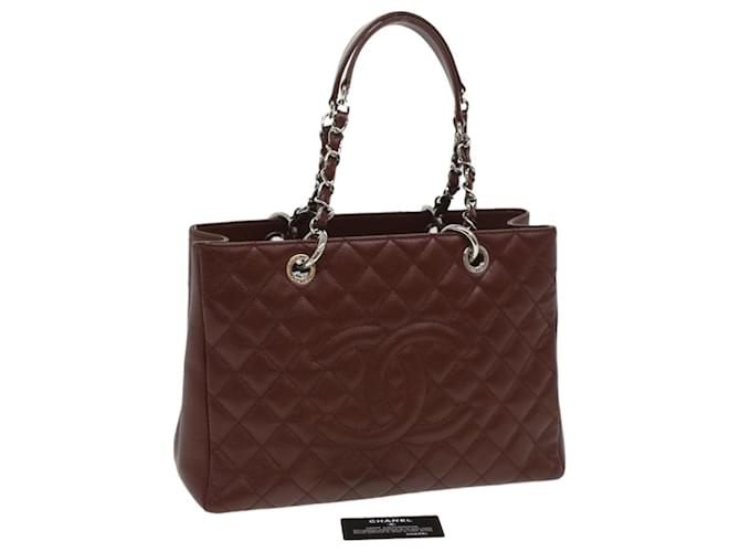 CHANEL GST Chain Tote Bag Caviar Skin Wine Red CC Auth lt729 ref.774634 ...