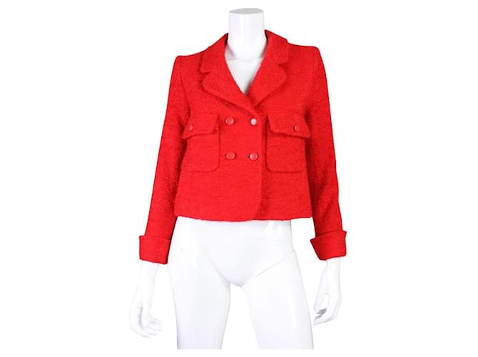 CLASSIC TWEED CHANEL 1997 Red jacket Silk Wool Mohair ref.781017 - Joli ...