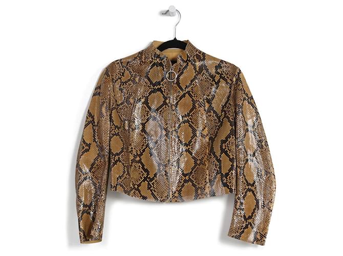 Céline Celine Python Crop Jacke mit langen Ärmeln Mehrfarben Leder ref ...