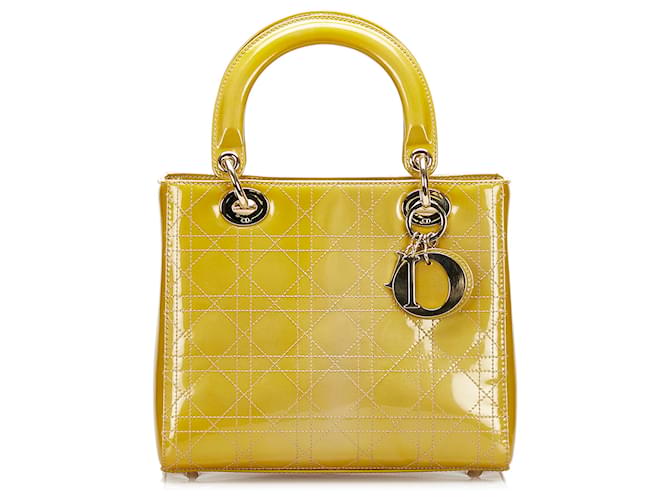 Dior Yellow Cannage Lady Dior Leather Patent leather ref.790655 - Joli ...