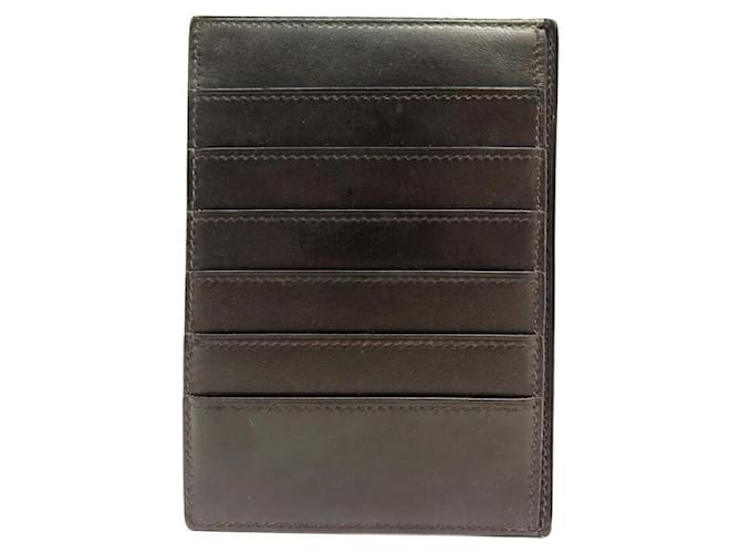 Hermès PORTA-CARTÕES MÚLTIPLOS HERMES 6 CARTEIRA CAIXA DE COURO MARROM ...