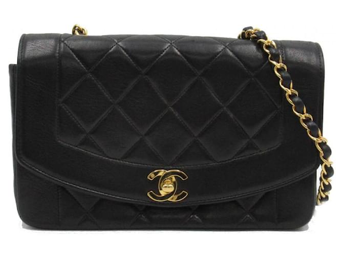 Chanel Diana Matelasse Flap Chain Bag Black Lambskin ref.791707 - Joli ...