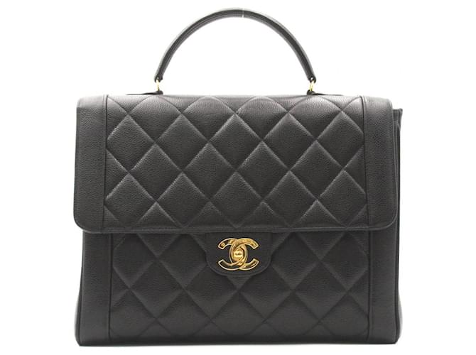 Chanel Matelasse Caviar Top Handle Bag Black Leather ref.791714 - Joli ...