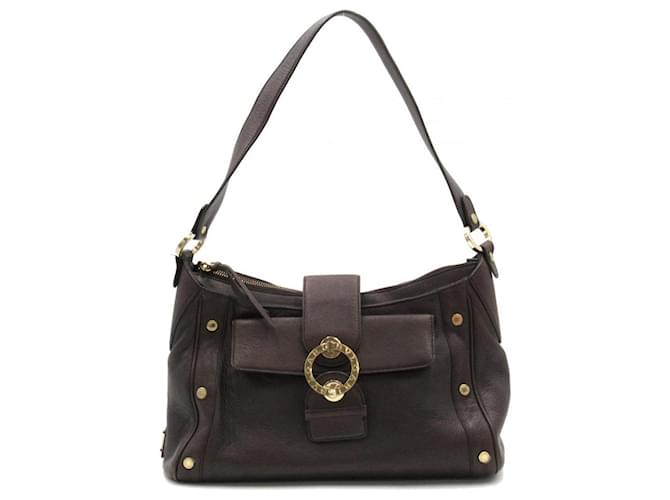 Bulgari BB One Leather Shoulder Bag Brown Pony-style calfskin ref ...