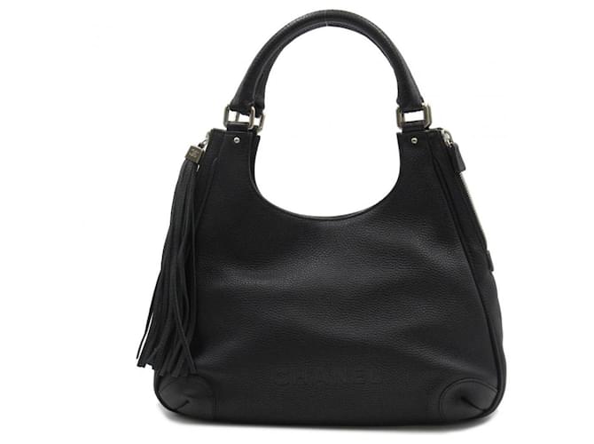 Chanel Leather Hobo Bag Black Pony-style calfskin ref.791767 - Joli Closet Chanel Leather Hobo Bag Black Pony-style calfskin ref.791767 - Joli Closet