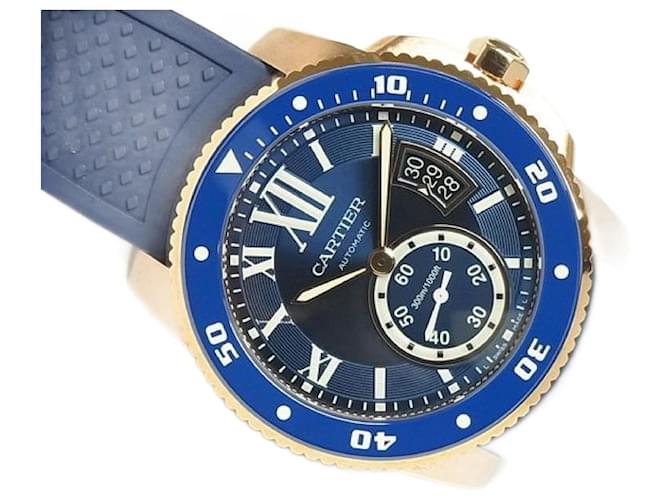 CARTIER Calibre Divers 18KPG blue Dial WGCA0009 Womens Golden Pink gold ...