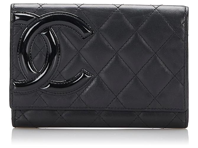 Portefeuille à rabat noir Cambon Ligne Chanel Cuir ref.798376 - Joli Closet