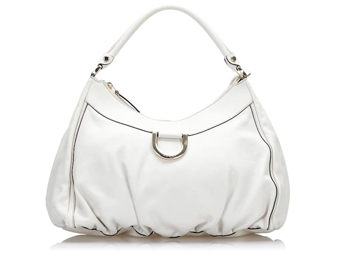 Gucci White Abbey D-Ring Shoulder Bag Leather Pony-style calfskin ref ...