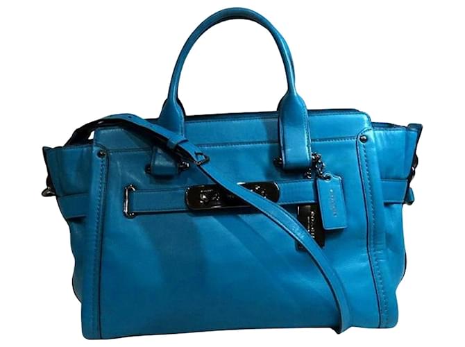 COACH SWAGGER Blue Leather ref.798433 - Joli Closet