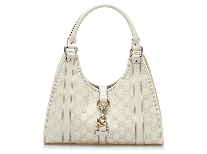 Gucci White Guccissima Joy Bardot Leather Pony-style calfskin ref ...