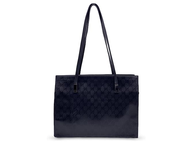 Gucci Black Vinyl Monogram ssima Canvas Tote Shoulder Bag Cloth ref ...