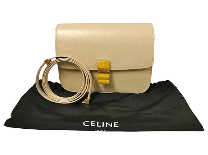 Classic Box Céline Celine Classic Medium Beige Liégé calf leather ref ...