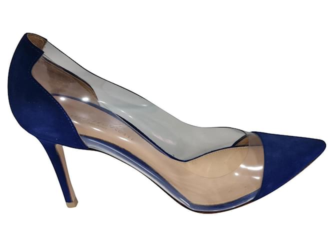 Gianvito Rossi pvc pumps 85 mm new Blue Deerskin ref.807578 - Joli Closet