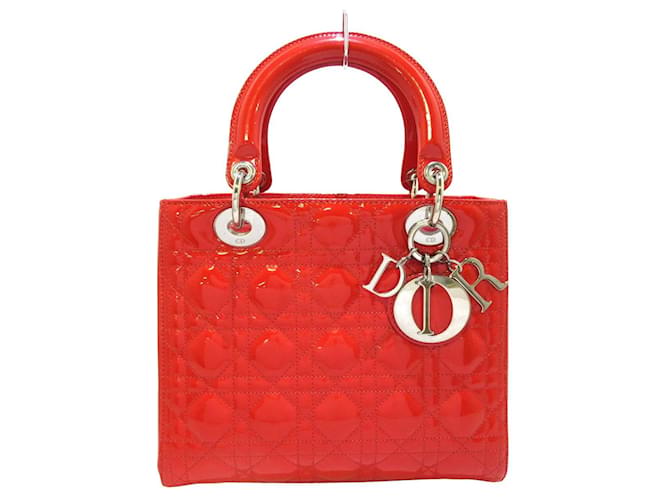 Dior Lady Dior Medium Red Patent leather ref.815401 - Joli Closet