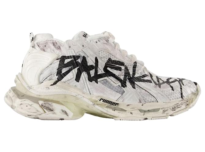 Runner Graffiti Sneakers - Balenciaga - White/Black ref.818170 - Joli ...