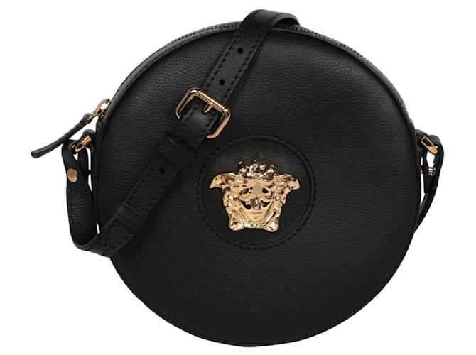 Versace La Medusa Round Camera Bag Black Leather ref.818355 - Joli Closet