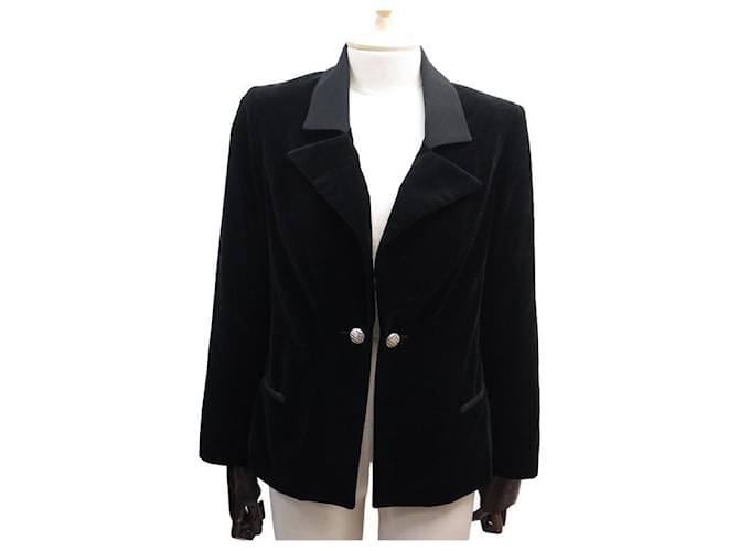 CHANEL TUXEDO JACKET IN BLACK VELVET 40 M BLACK VELVET TUXEDO JACKET ...