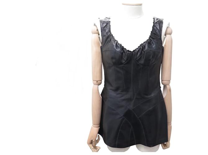 TUNIC LOUIS VUITTON CORSET SIZE 42 L BLACK LAMB LEATHER TUNIC ref ...