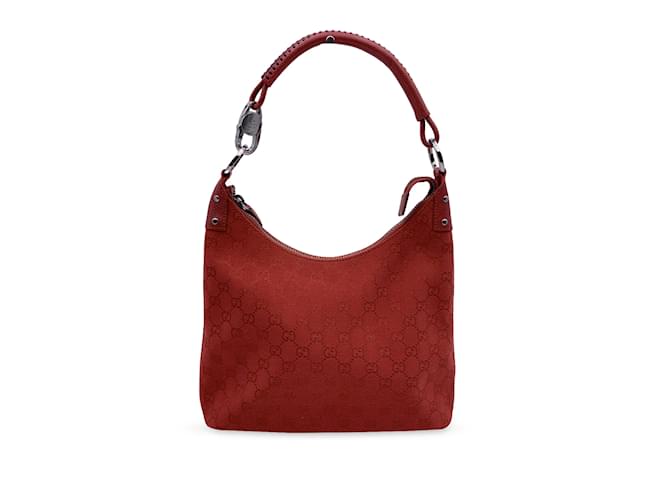 Gucci Red Monogram Canvas Hobo Shoulder Bag Tote Cloth ref.832752 ...