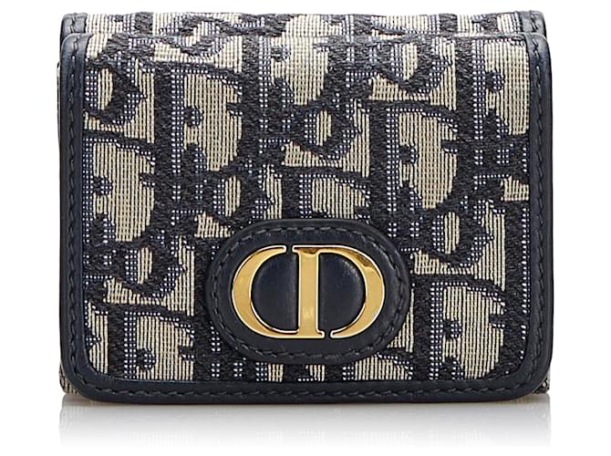 Dior Blue Oblique 30 Montaigne Lotus Wallet Cloth Cloth ref.JC829227 ...