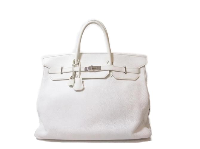 Hermès Clemence Birkin 40 White Leather Pony-style calfskin ref.840258 ...