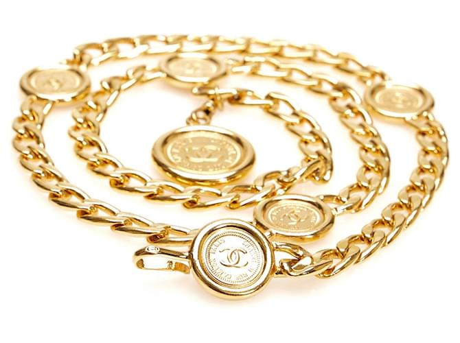 Chanel Gold Medallion Chain Link Belt Golden Metal Gold-plated ref ...