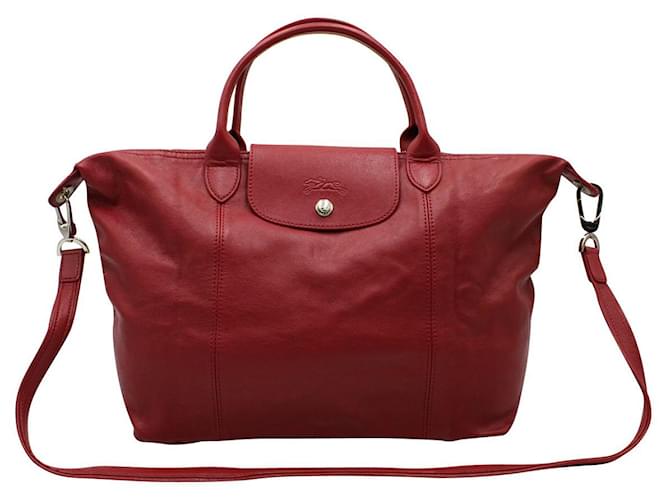 Longchamp Red Leather Le Pliage Tote Bag ref.846537 - Joli Closet