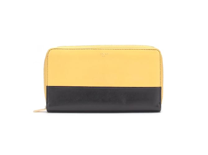 Céline Celine Leather Bicolor Zip Around Wallet Leather Long Wallet in ...