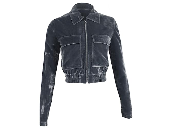 Prada Zip-Up Jacket in Grey Velvet Viscose Cellulose fibre ref.853112 ...